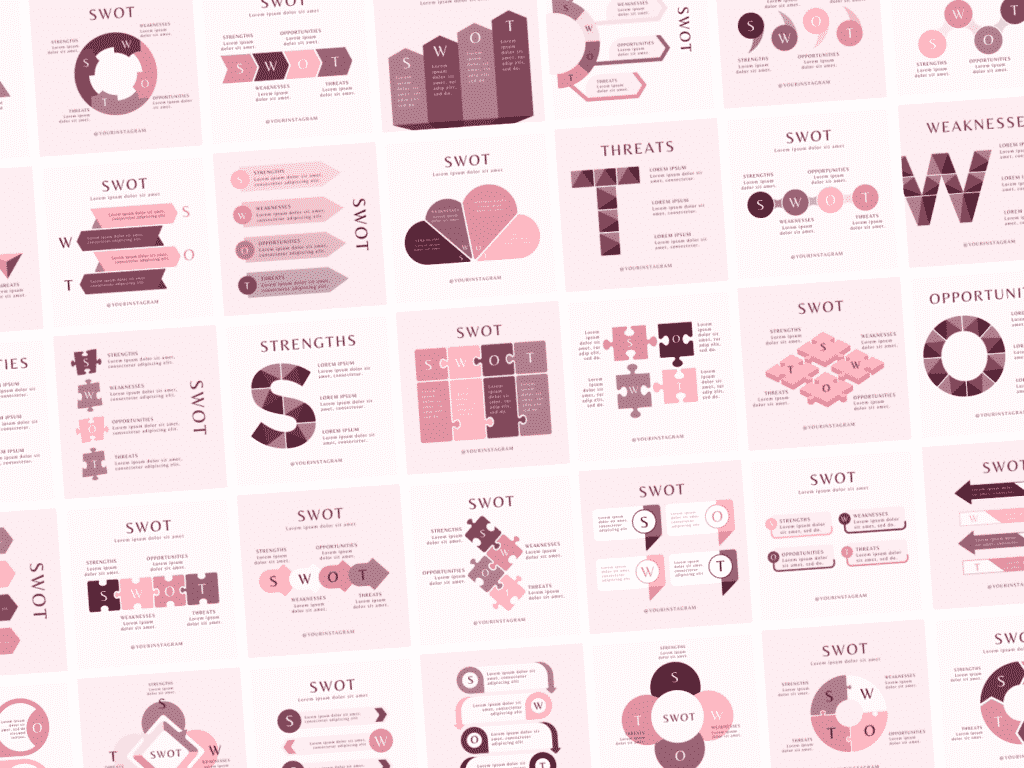 100 Pink SWOT Infographics - Socialmediacontent.co