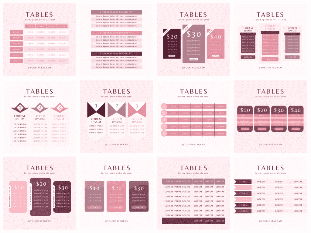 100 Pink Tables Infographics - Socialmediacontent.co