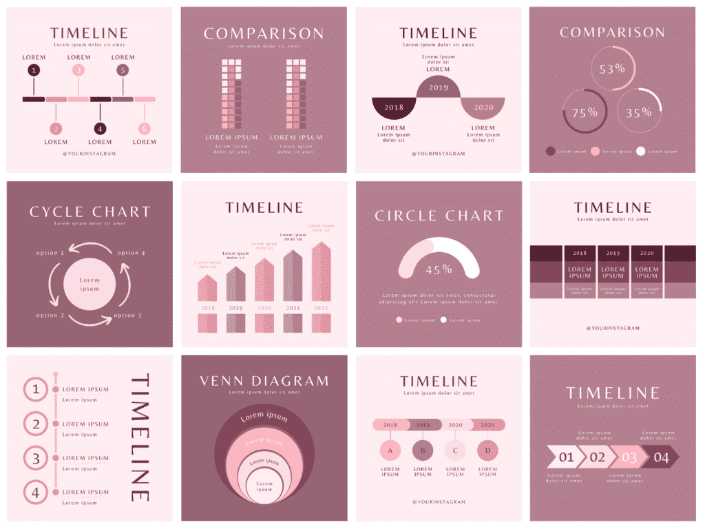 100 Pink Timeline Infographics - Socialmediacontent.co