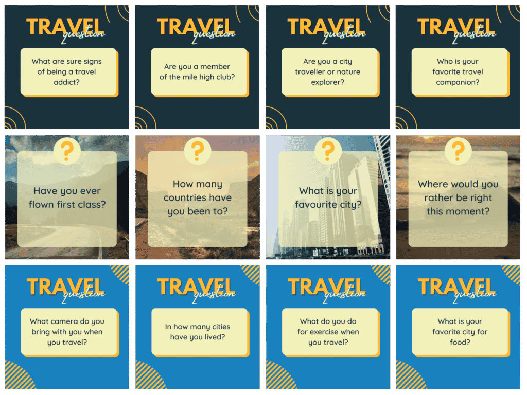 Travel & Tourism - 50 Questions Templates - Socialmediacontent.co
